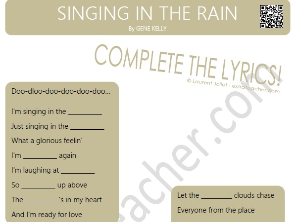 Singin’ in the rain Worksheet | EXTRATEACHER–